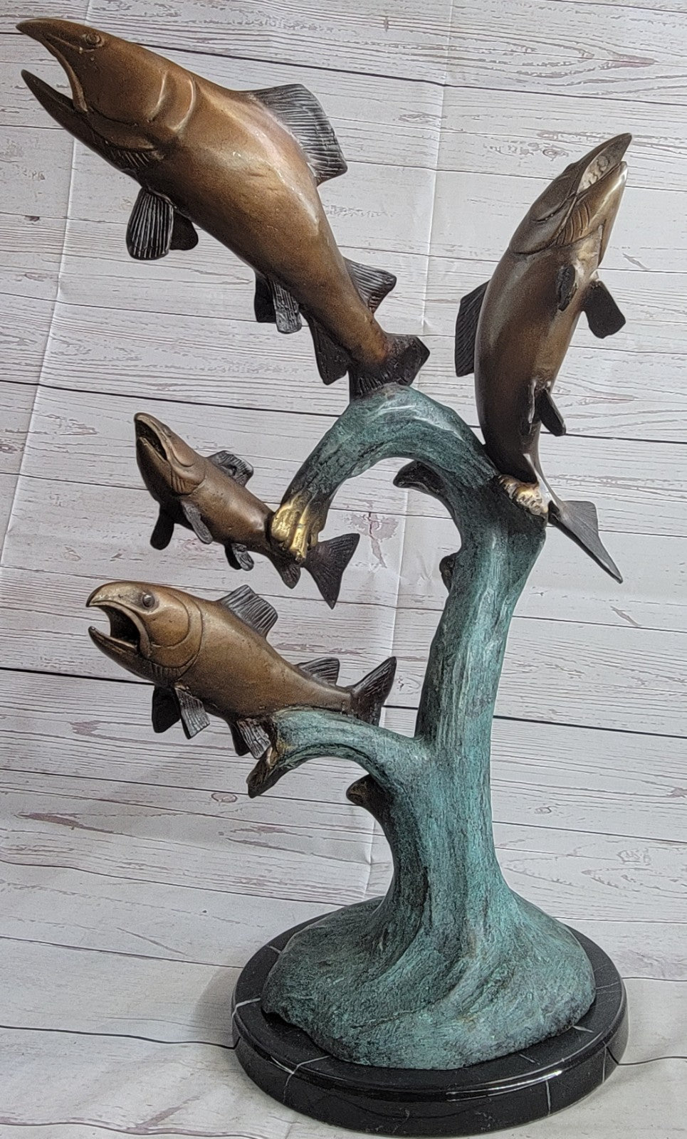Original Artwork by Maris 4 Fishes Fish Ocean Bronze Sculpture Statue