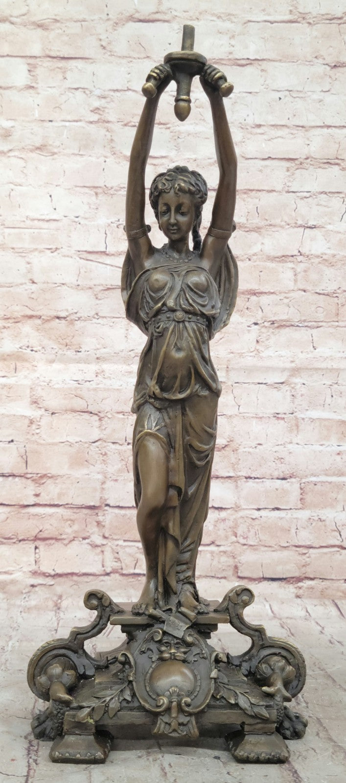 Vintage Style Ancient Greek Temple Priestess Bronze Statue Figurine Ho