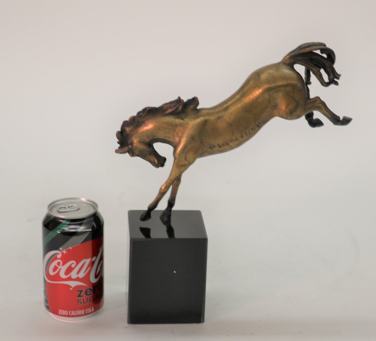 Original Milo Portuguese Artist Rearing Wild Stallion Horse Bronze Sta