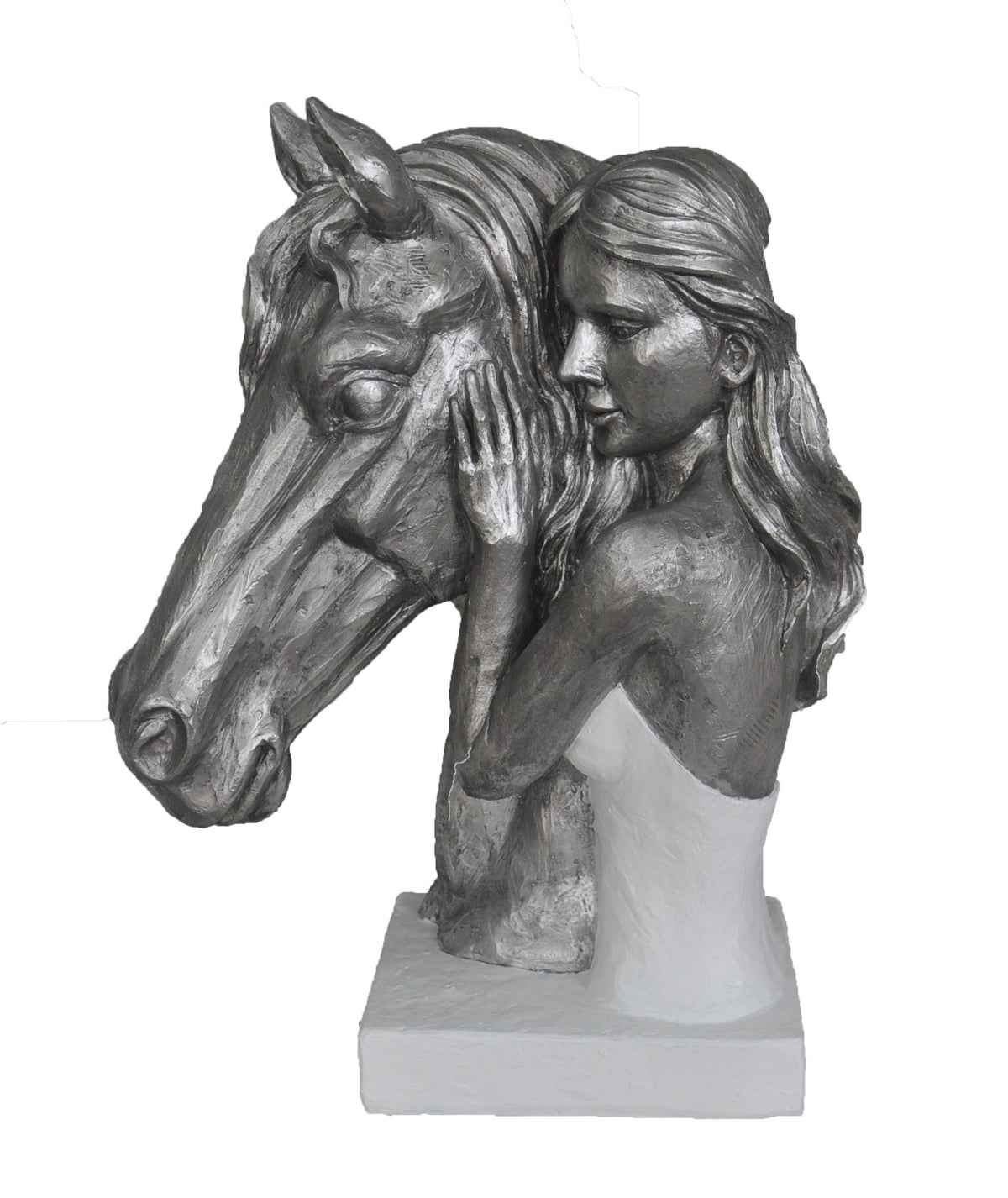 Vintage Europe SCULPTURE Kindred Spirits Girl Hugging Horse Statue Bro