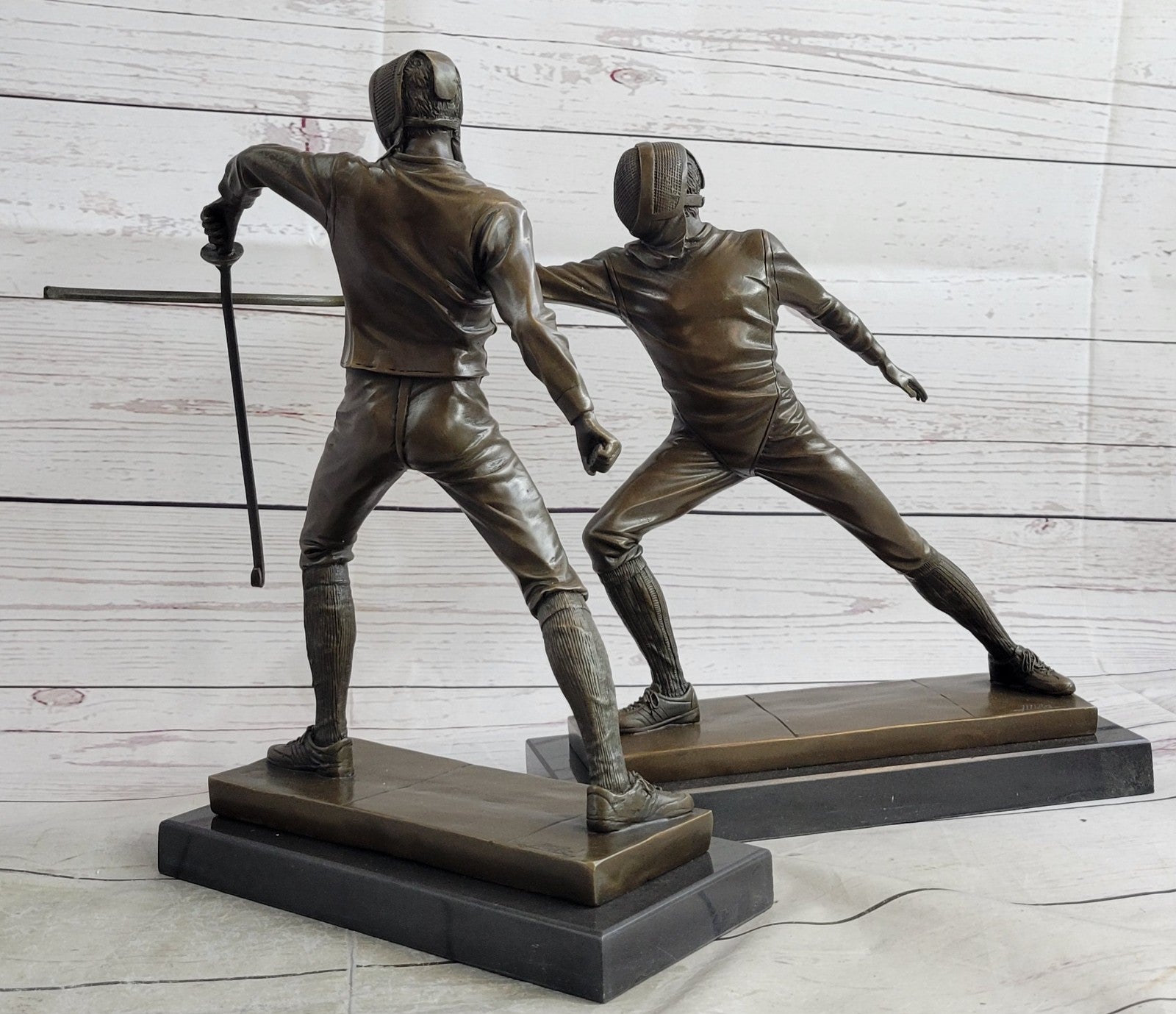 Buy French Art Deco Bronze Fencer Sculptures by Miguel Lopez – Handcra