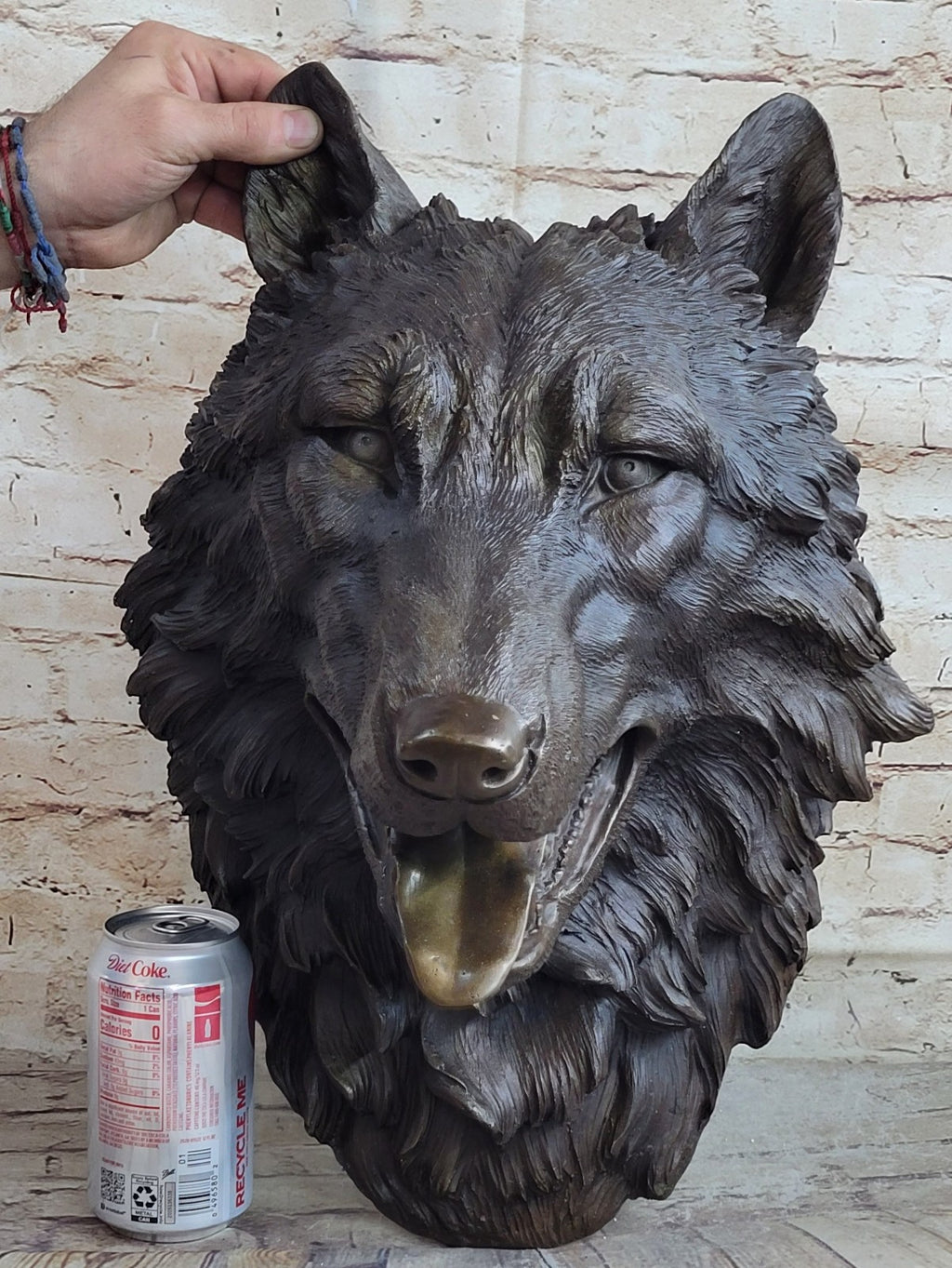 19`` bronze art sculpture good home decorate statue wall hanging wolf