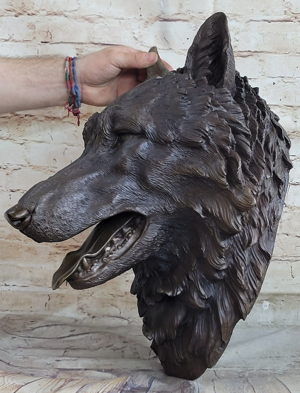 19`` bronze art sculpture good home decorate statue wall hanging wolf