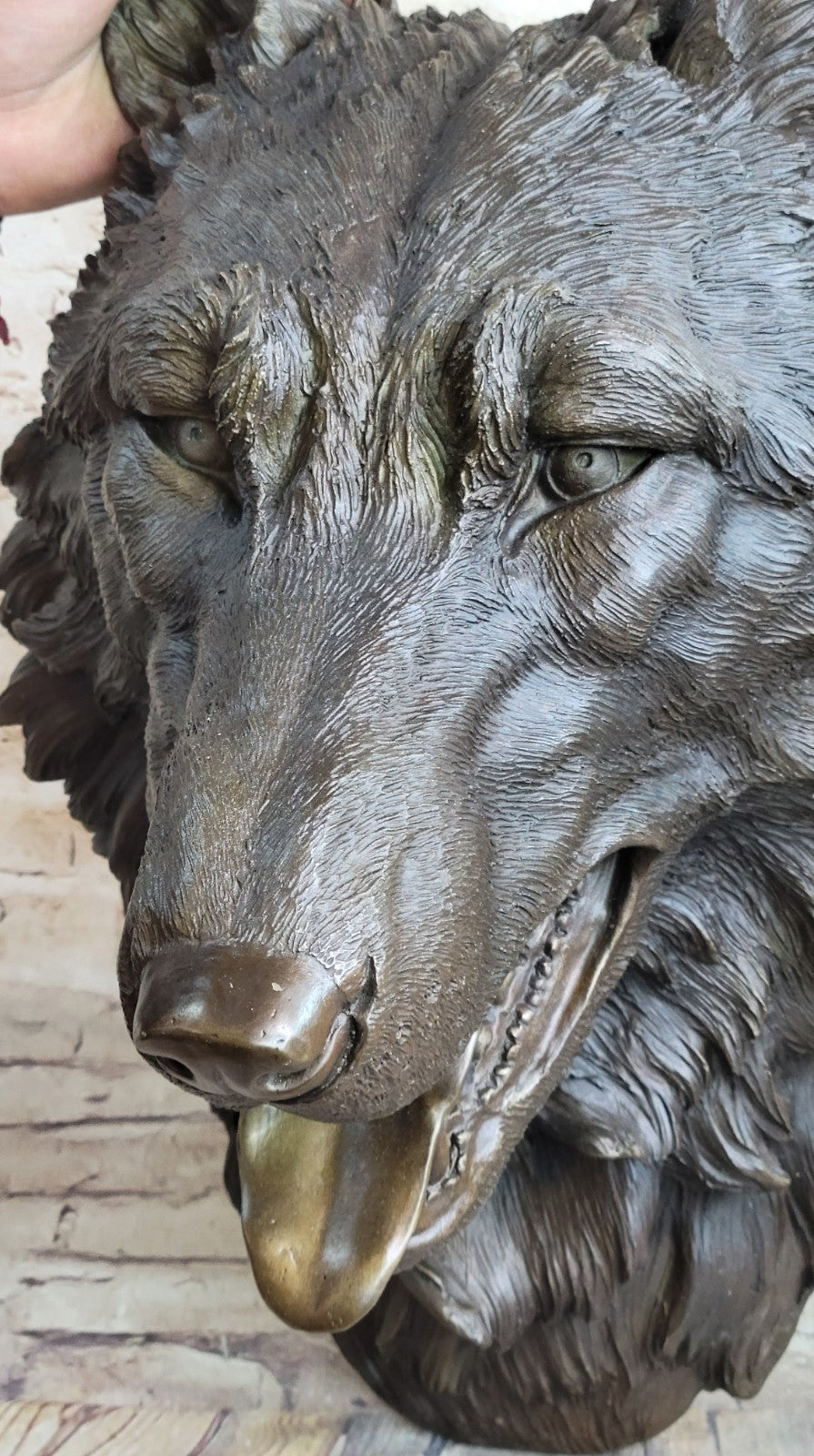 19`` bronze art sculpture good home decorate statue wall hanging wolf