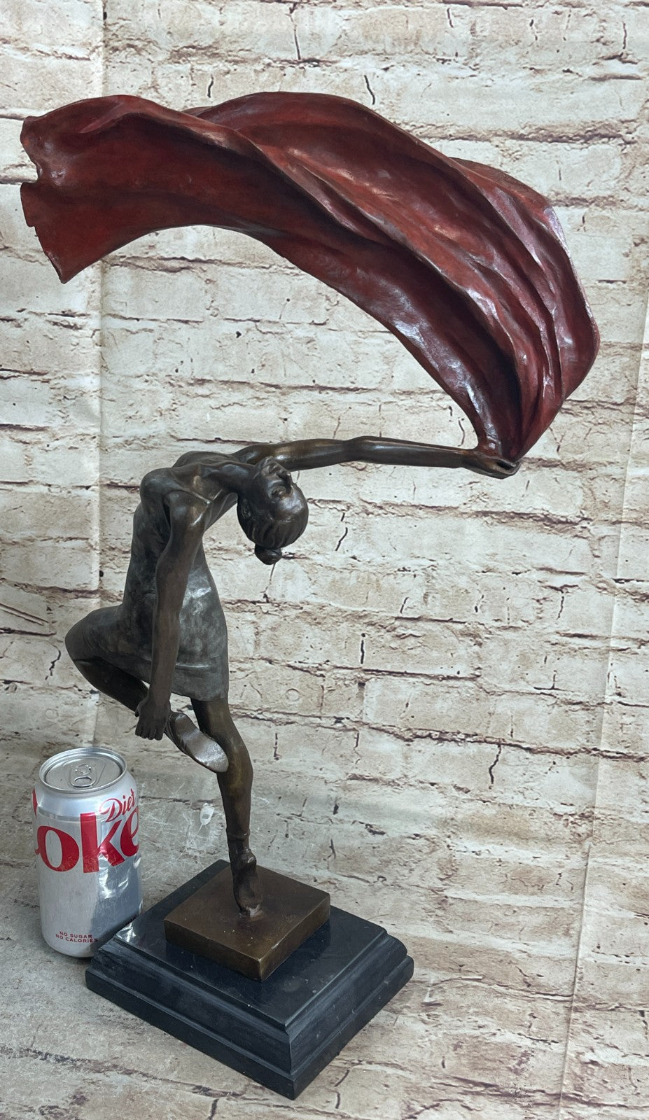 Bronze Hot Cast Hot Cast Flag Dancer Sculpture by Aldo Vitaleh Figure