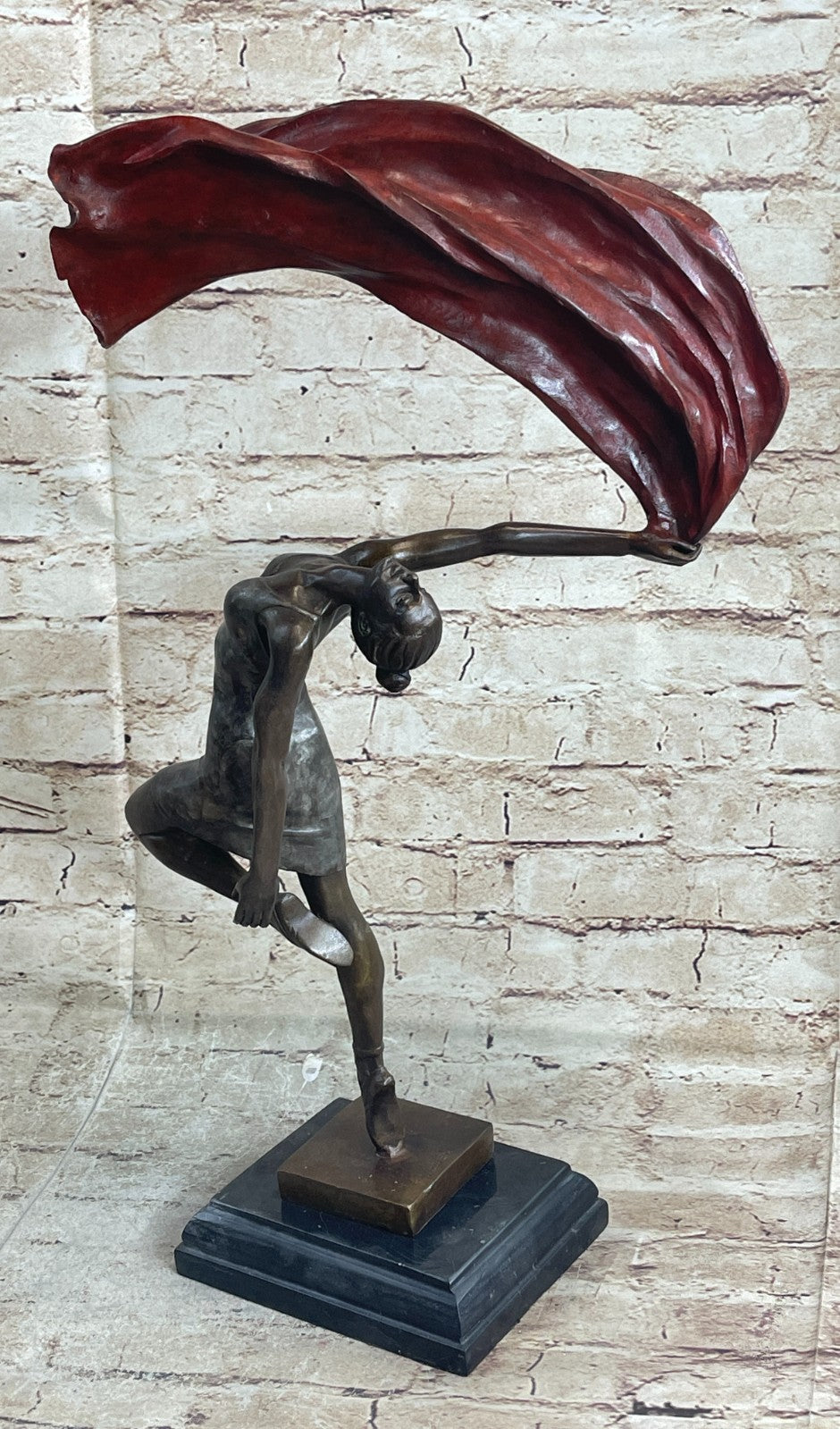 Bronze Hot Cast Hot Cast Flag Dancer Sculpture by Aldo Vitaleh Figure