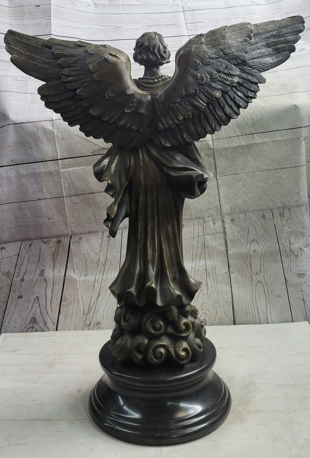 SIGNED Vitaleh, bronze statue Nude Female Custodian Angel Home Figurin