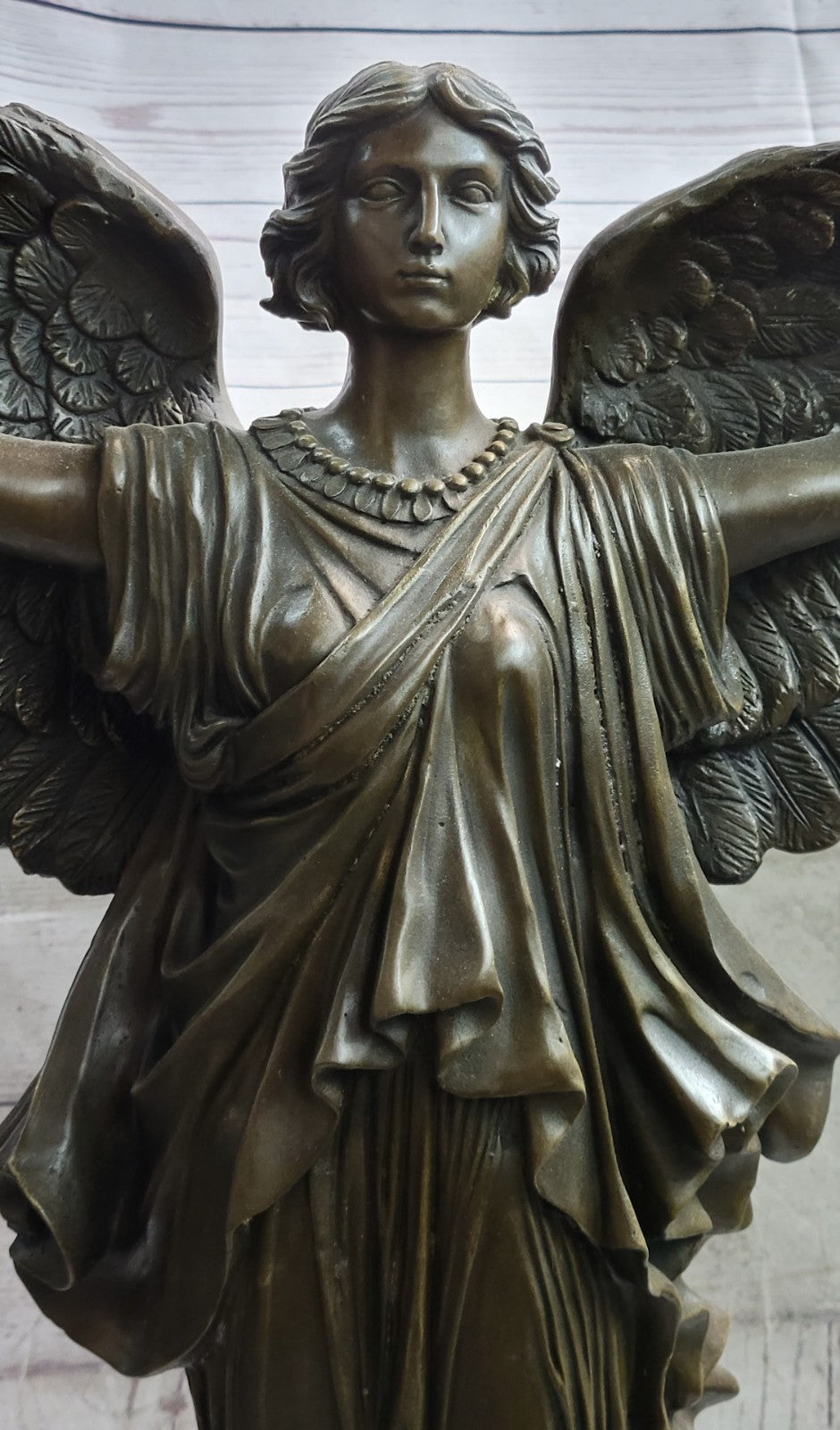 SIGNED Vitaleh, bronze statue Nude Female Custodian Angel Home Figurin