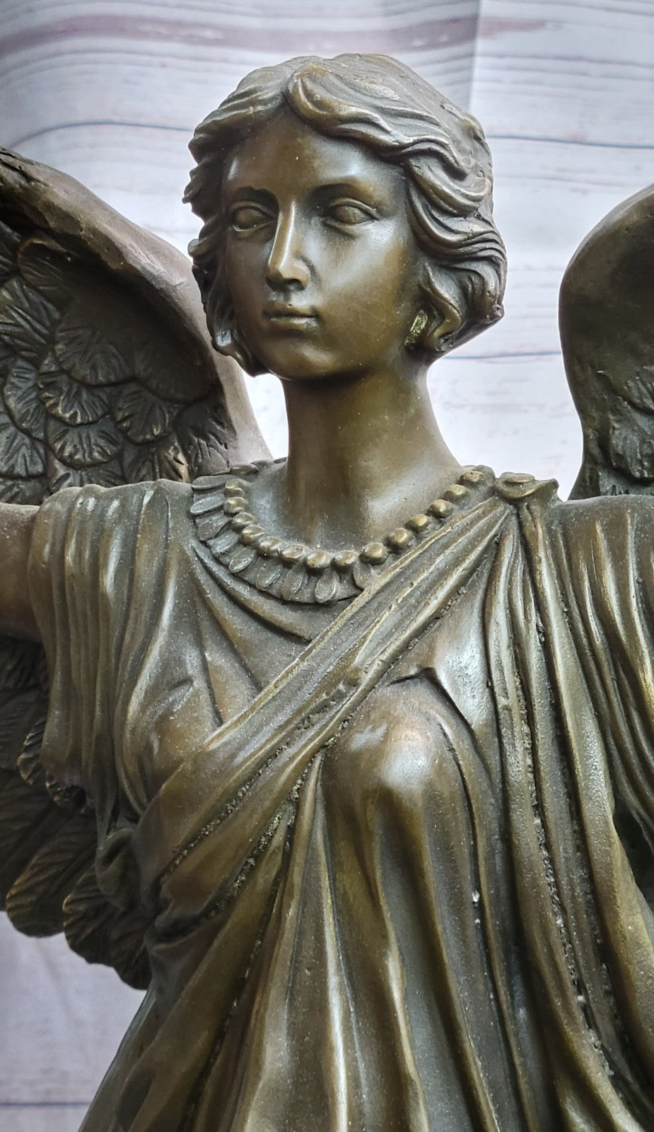 SIGNED Vitaleh, bronze statue Nude Female Custodian Angel Home Figurin