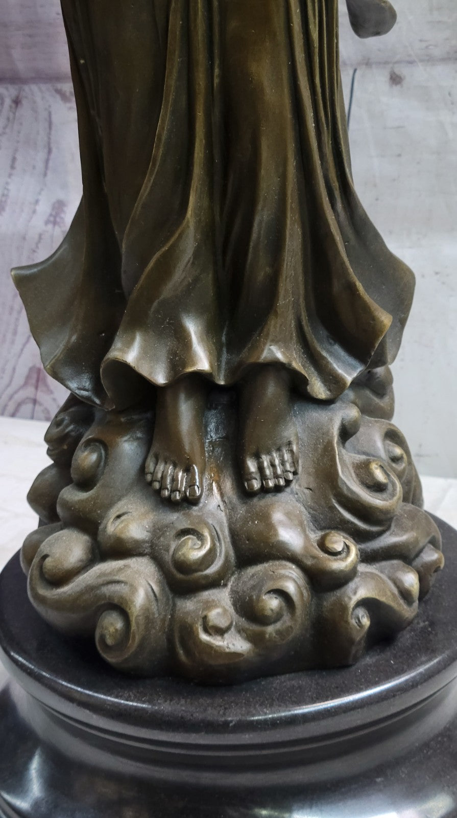 SIGNED Vitaleh, bronze statue Nude Female Custodian Angel Home Figurin