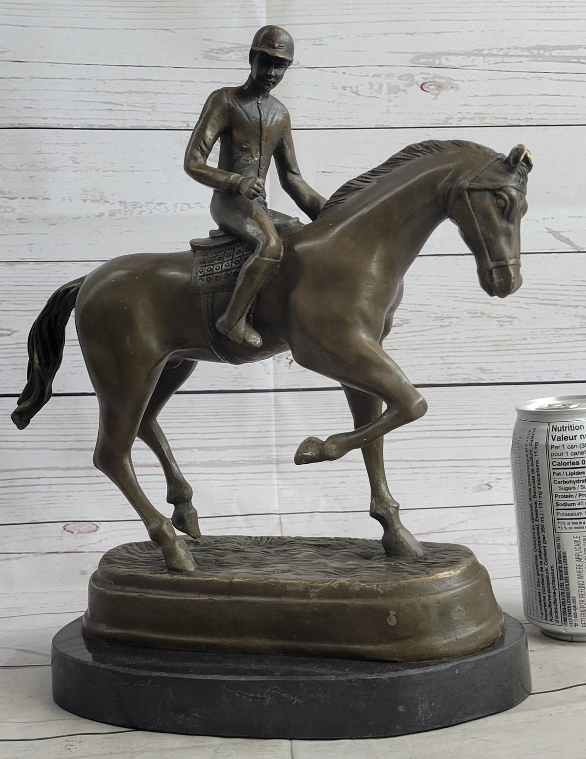 Jockey Riding Horse Home Decoration Bronze Sculpture Statue Figurine F